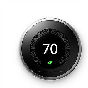 Google Nest Learning Thermostat - Programmable Smart Thermostat for Home - 3rd Generation Nest Thermostat - Compatible with Alexa - Stainless Steel (Renewed)
