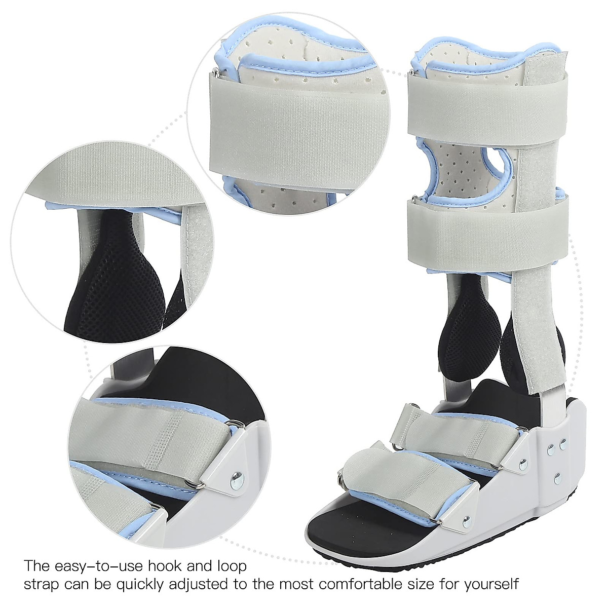 Orthopedic Walking Boot, Adjustable Breathable Ankle Protective Fracture Boot, Comfortable Air Walker Brace with Open Toe Design for Injured Foot, Ankle Sprain, Broken Toe, Ligament Injuries