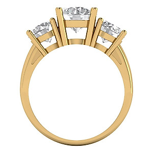 Clara Pucci 3.25 ct Round Cut 3 stone Genuine White Lab Created Sapphire Engagement Promise Anniversary Bridal Ring 18K Yellow Gold 10.5