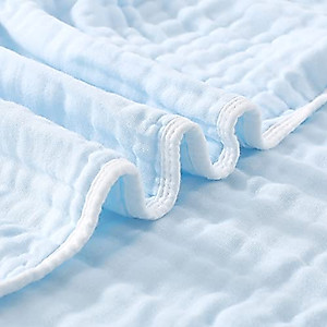 HardNok Muslin Baby Blanket for Newborn 6 Layer Pure Cotton Receiving Blankets, Breathable and Lightweight, Super Soft Multi-use Blanket for Boys and Girls in All Seasons. (Blue)