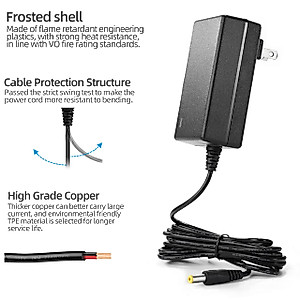 ANTOBLE Adapter Power Cord for Crosley Cruiser Portable Turntable Record Player CR8005A CR8005A-BK CR8005A-TU CR8005C CR89 CR221 Replaces RHD35-0900400 Class 2 AC Charger 9V DC Power Supply 6.5ft Cord