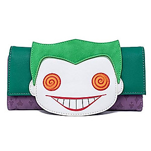 Loungefly DC Comics POP Joker Head Faux Leather Tri-Fold Wallet