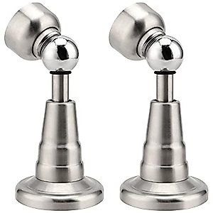 MAHIONG 2 Set Magnetic Door Stop, Floor Wall Mount Stainless Steel Hydraulic Shock Absorber Magnet Door Stopper Catch Holder for Various Door Types, Hold Door Open