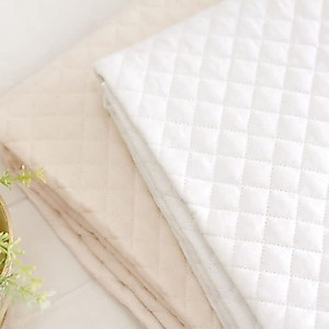 Premium Pre Quality Quilted Cotton Fabric by The Yard 44" Solid, Unbleached Cotton, Linen (Unbleached White (B219))