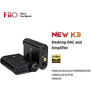 FiiO NEWK3 Amplifier Headphone Amps Portable High Resolution 384kHz/32bit DSD256 USB Type-C Lossless for PC/Laptop/Smartphones/Speaker Home Audio