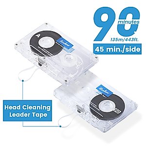 Reshow Audio Cassettes Low Noise High Output 90 min Time Blank Cassettes Tapes with Individual Clear Plastic Cassette Tape Case, Great for Everyday Recording (Pack of 5)