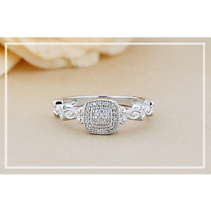 Dazzlingrock Collection 0.11 Carat (ctw) Round White Diamond Women Bridal Cluster Engagement Ring, Sterling Silver, Size 8.5