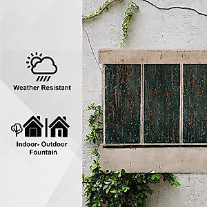 XBrand Polystone Wall Water Fountain with Warm Light and Splash Guard, Indoor Outdoor Wall-Mounted Fountain, Relaxing Décor for Home Patio Garden Backyard, 29.5 Inch Wide, Natural Stone and Green