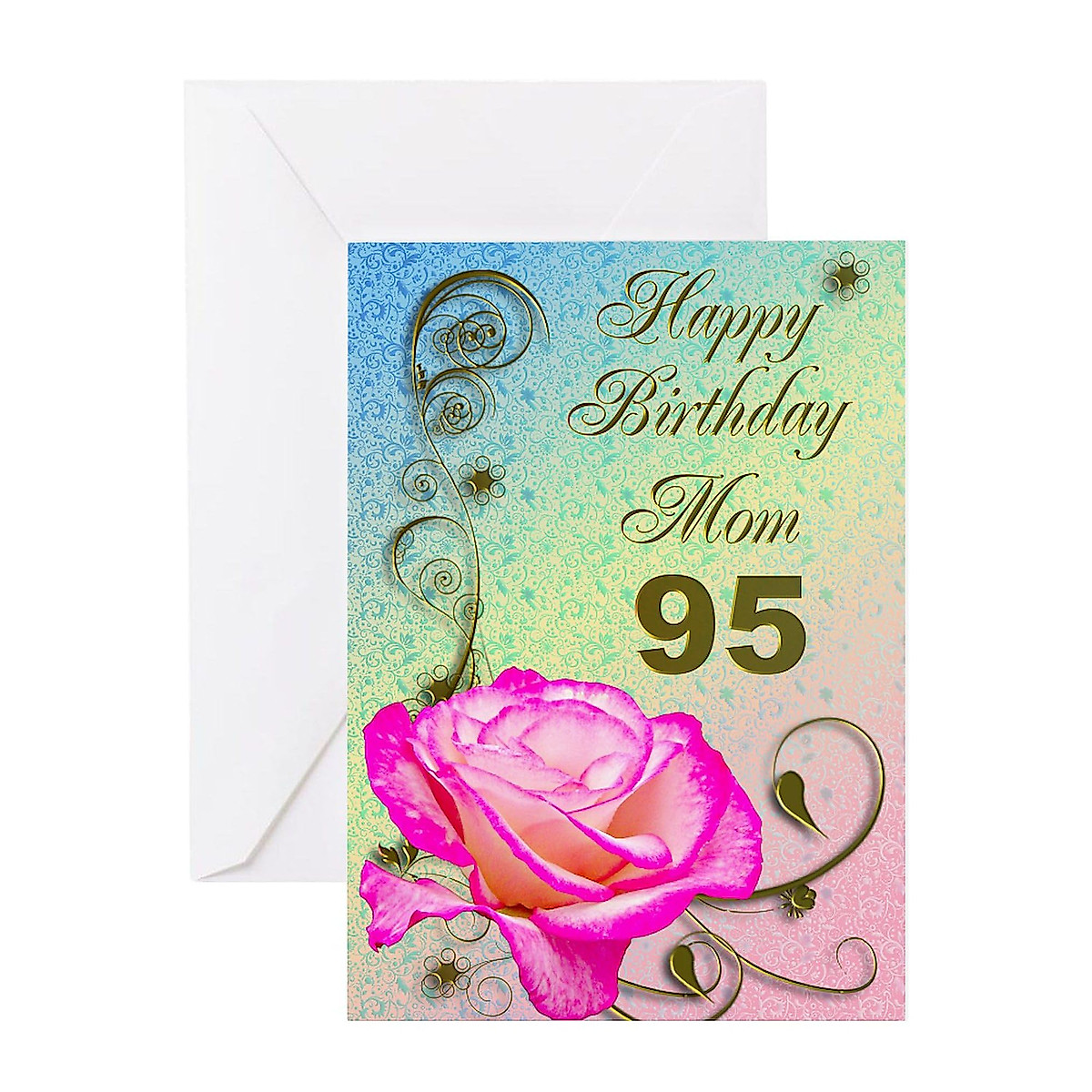 CafePress 95Th Birthday Card For Mom, Elegant Rose Greeting Folded Greeting Card Matte
