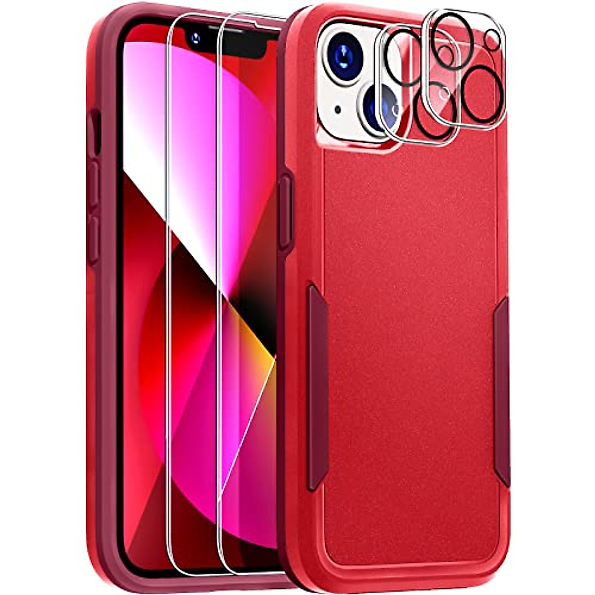 NINDOO Designed for iPhone 13 Mini Case [Shockproof Protective Hard Back] [Military Grade Drop Tested] [Dust-Proof and Anti-Fingerprint],Protection Phone Case for iPhone 13 Mini 5.4 inch. (Red)…