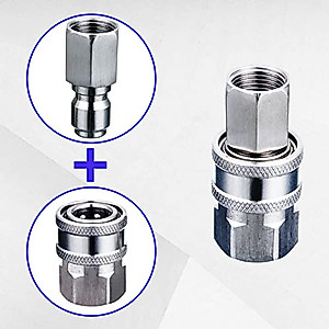 M MINGLE Pressure Washer Adapter, 2 Sets 3/8 Inch Quick Connect Fittings, Stainless Steel Pressure Washer Fittings, Male and Female Power Washer Quick Disconnect Kit, 5000 PSI