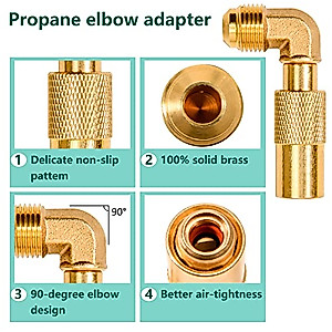 KTUOPEE 6 Feet Low Pressure Propane Adapter Hose with Regulator for Blackstone 17" and 22" Tabletop Flat Top Griddle, QCC1 Universal Grill Regulator Replacement Parts with Solid Brass Elbow Adaptor