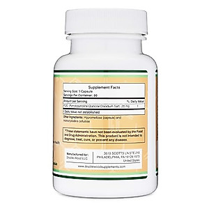 PQQ Supplement - 20mg, 60 Capsules (Pyrroloquinoline Quinone) Promotes Mitochondria ATP Coenzyme Levels, Energy Optimizer and Sleep Support (Non-GMO, Gluten Free, Vegan Safe) by Double Wood