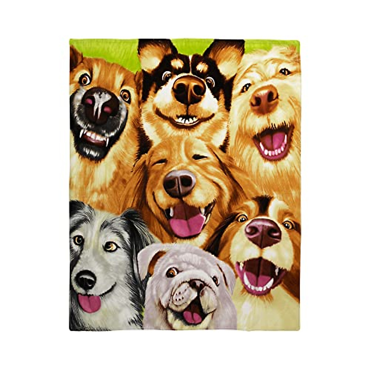 Dawhud Direct Cartoon Selfie Dog Fleece Blanket for Bed, 50" x 60" Puppy Fleece Throw Blanket for Women, Men and Kids - Super Soft Plush Dog Blanket Throw Plush Blanket for Dog Lovers