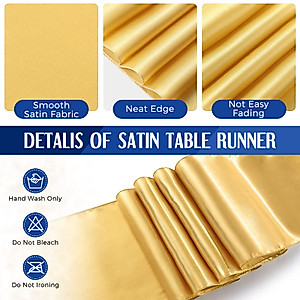 Breling 8 Pack Navy Blue and Gold Disposable Plastic Tablecloths and Satin Table Runner Set, 54 x 108 Inch Tablecloth, 12 x 108 Inch Table Runners for Wedding Graduation Birthday Baby Shower New Year