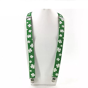 FGSS St. Patricks Day Shamrock Suspenders for Women Men - Adjustable Y-Back Braces Parade Party Accessories