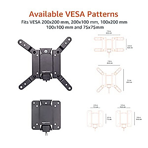 Amazon Basics Tilt TV Wall Mount fits 12-Inch to 40-Inch TVs and VESA 200x200, Black