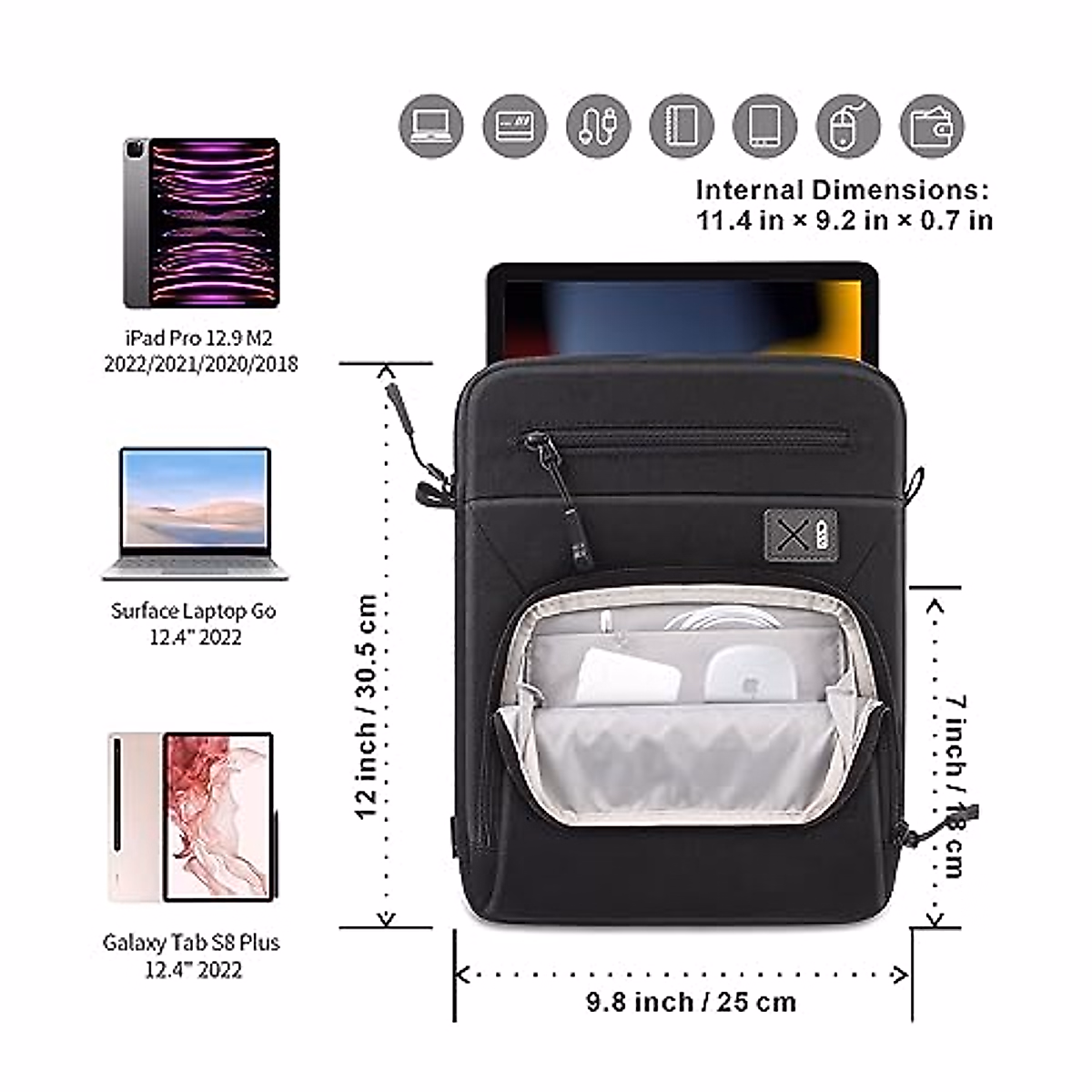 SIMTOP Tablet Sleeve 12.9 inch New iPad Pro (5th/4th/3rd Gen) 2022-2018 ...