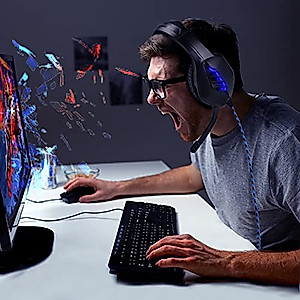 targeal Gaming Headset with Microphone - for PC, PS4, PS5, Switch, Xbox One, Xbox Series X|S - 3.5mm Jack Gamer Headphone with Noise Canceling Mic - Black&Blue