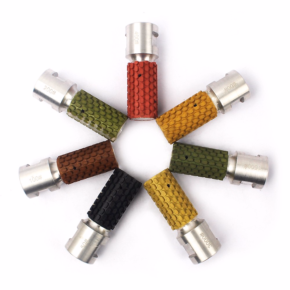 Z-Lion 1 Inch Diamond Drum Wheel Wet Grinding Wheel for Polishing Sink Hole Marble Granite Stone Hole Grinding 5/8-11 Thread(7pcs/Set)