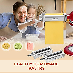 Pasta Attachment for Kitchenaid Stand Mixer,3 Pcs Pasta Maker Kitchen Aid Pasta Attachment for Kitchenaid Stand Mixer Included Pasta Roller, Spaghetti Cutter and Fettuccine Cutter by Gomen