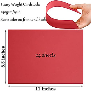 Gondiane 24 sheets Red Cardstock Paper 8.5 x 11 Inches for DIY Cards, Invitations, Scrapbooking and Other Crafts(250gsm/92lb)
