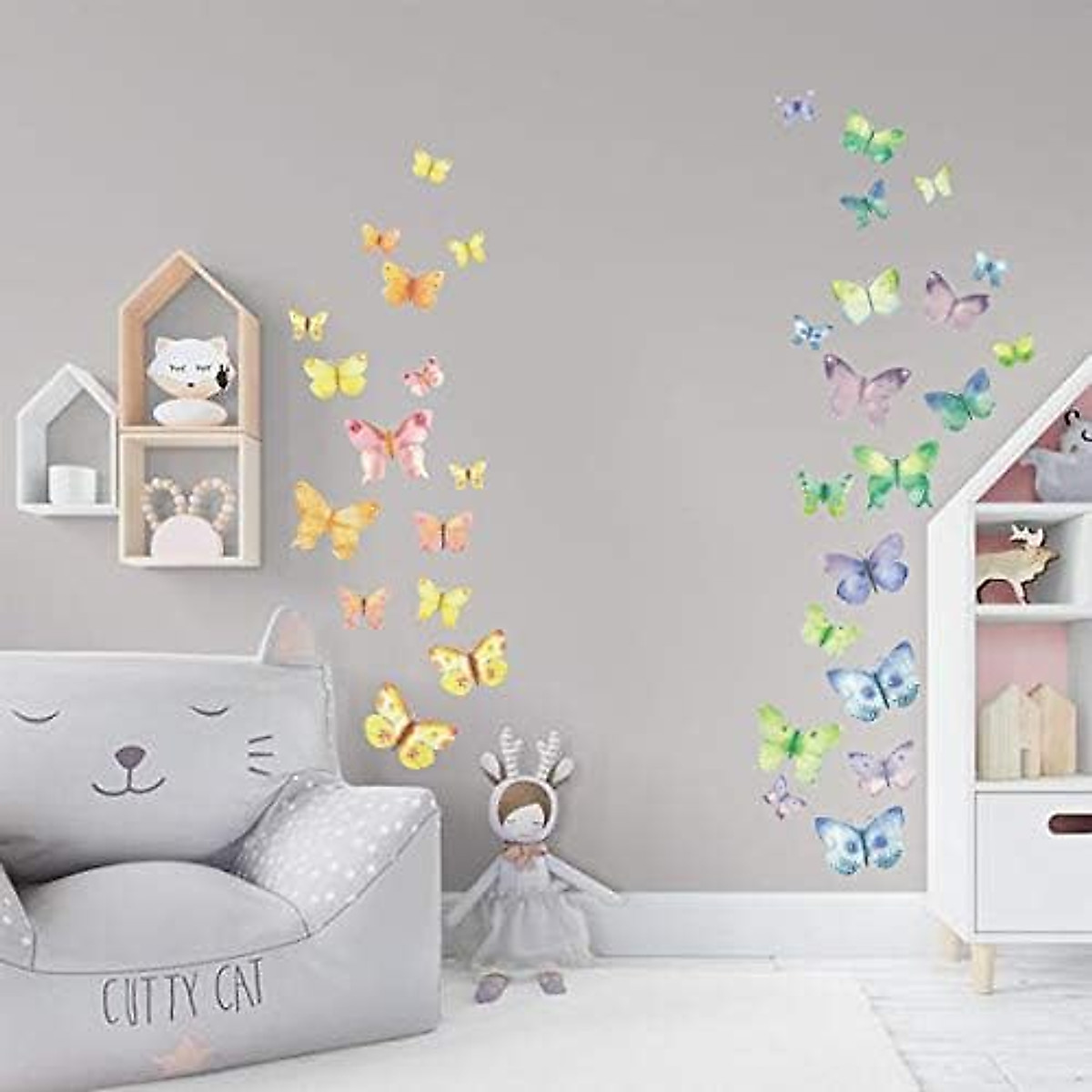 Kath and Cath Butterfly Wall Stickers Butterfly Wall Decals Wall Decor Removable for Girls Kids Nursery Bedroom Living Room