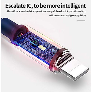 Power Off/On Smart LED Auto Disconnect and Auto Recharge Nylon Braided Sync Charge USB Data 6FT/1.8M Cable Compatible New Phone List Below (Black, 4FT/1.2M)