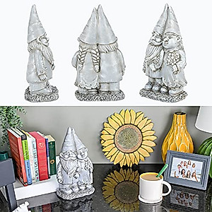 NAT & Jules Married Gnome Couple Aged Cement Hue 12 inch Resin Garden Statue