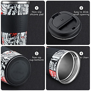 CS COSDDI 12 oz Stainless Steel Vacuum Insulated Tumbler - Coffee Travel Mug Spill Proof with Lid - Coffee Cups for Keep Hot/Ice Coffee,Tea and Beer (Black 3rd)