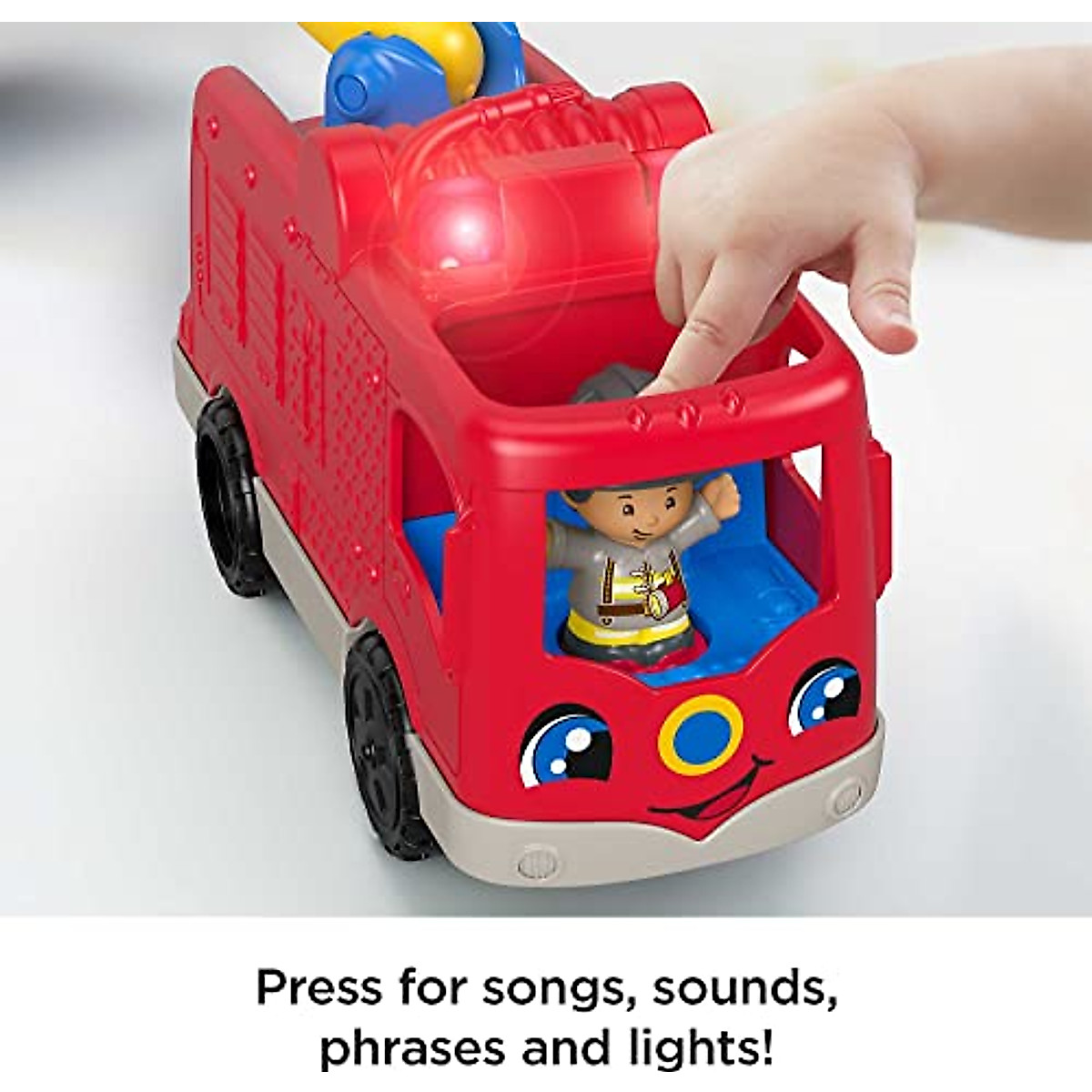 Fisher-Price Little People Musical Toddler Toy Helping Others Fire Truck With Lights Sounds & 2 Figures For Ages 1+ Years