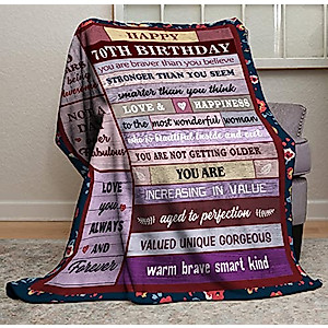 Muxuten 70th Birthday Gifts for Women/Men - 70th Birthday Gifts Blanket 60"X50" - Best Gifts for 70 Year Old Woman, 70 Year Old Birthday Gifts for Women, 70th Birthday Gift Ideas, Birthday Party Decor