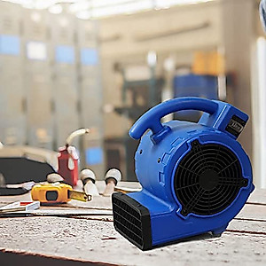 Simple Deluxe Air Mover, 305 CFM Mini Floor Blower Fan for Water Damage, Blue, 12 Inch (HIFANXFLOORDRYER6B)