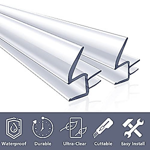 ZNCZHZN Shower Door Bottom Seal, 2-Pack Frameless Door Seal for 3/8 Inch Glass - 39 Inch Ultra Clear Shower Door Seal Strip, Stop Shower Leaks and Create a Water Barrier(3/8" x 39", 10mm)