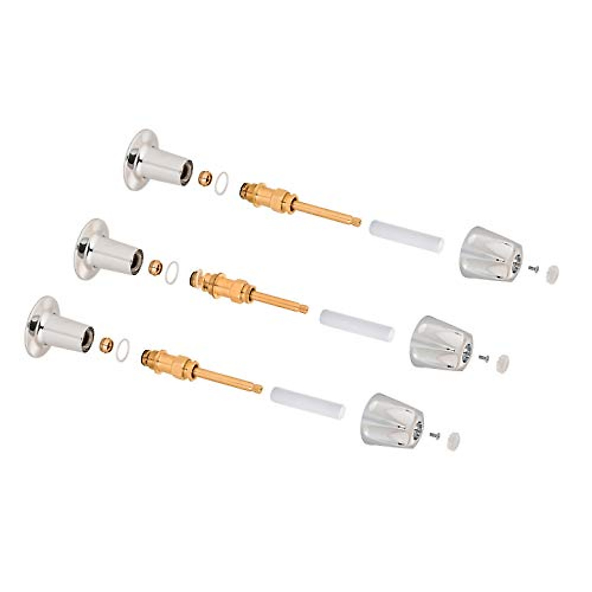 SENLO Price Pfister Faucets Bathtub and Bathroom Shower 3-Chrome-Handle Remodel Rebuild Repair Replacement Tub Trim Kit Compression Valve Stem Verve 6-Step Metal Removal Faucet Seat Bibb Wrench Tool