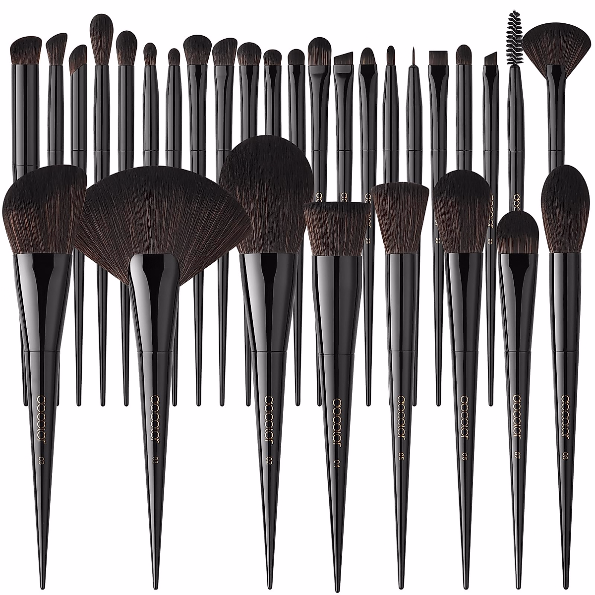 Docolor Makeup Brushes Set Professional 30Pcs Obsidian Makeup Brushes Premium Synthetic Powder Kabuki Foundation Contour Blush Concealer Eye Shadow Blending Eyeliner Crease Eyebrow Make Up Brush Kit