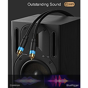 BlueRigger RCA Audio Subwoofer Cable (6FT, Dual Shielded with Gold Plated RCA to RCA Connectors) – for Subwoofer, Amplifier, Home Theater