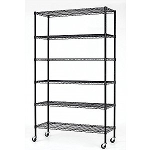 World Pride Heavy Duty Black Commercial 6 Tier Shelf Adjustable Steel Wire Metal Shelving Rack