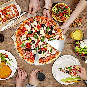 TeamFar Pizza Pan, 13.4 inch Stainless Steel Pizza Pan Set Large Pizza Oven Pans Tray for Baking Serving, Healthy & Heavy Duty, Oven & Dishwasher Safe - 2 Piece