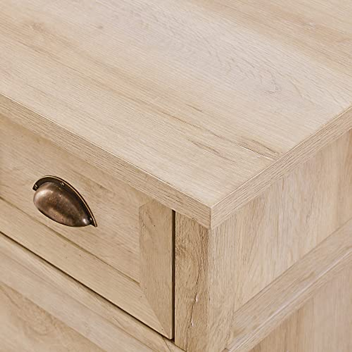 Walker Edison Modern Farmhouse 6-Drawer Framed Dresser with Half-Moon Handles, 52 Inch, White Oak
