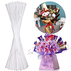 Palksky Cake Pop Sticks for Candy Bouquets, 100-Count 15 Inch Clear Lollipop Sticks for DIY Cookie Bouquet Gift