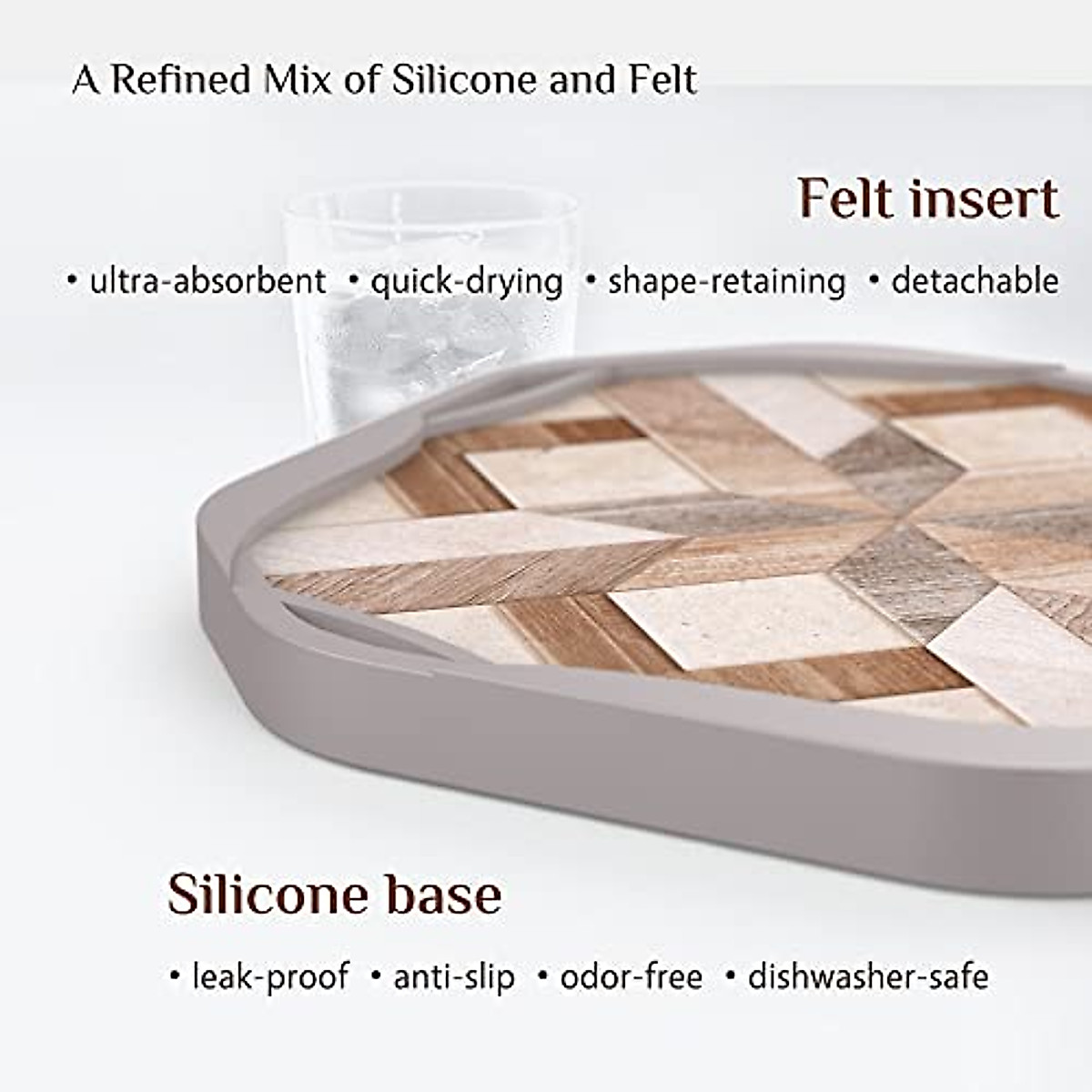 UMIRRO Absorbent Drink Coasters for Wooden Coffee Table Decor, Rustic Country Farmhouse Cup Coasters, Boho Tile Design, Brown, 4", Set of 4