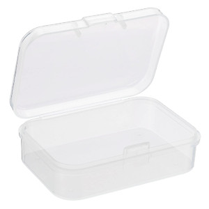 PATIKIL Clear Storage Container with Hinged Lid 65x45x20mm, 4 Pack Plastic Rectangular Box for Beads Art Craft