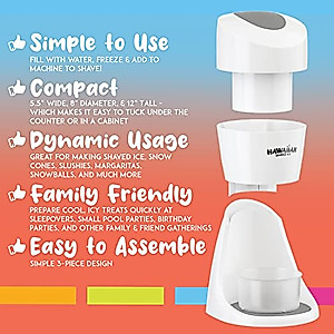 Hawaiian Shaved Ice S900A Shaved Ice and Snow Cone Machine with 3 Flavor Syrup Pack and Accessories