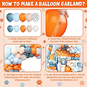 Blue Orange Balloons Arch Garland Kit,Dog Paw Balloons Garland with Retro Sea Blue Orange Paw Print Balloons for Boys Girls Baby Shower Puppy Birthday Party Decor