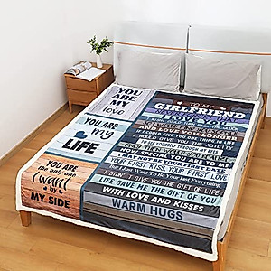 to My Girlfriend Blankets Super Soft Sherpa Throw Blankets for Bed and Couch Anniversary Birthday Valentine's Day Gifts for Girlfriend Gifts for Her