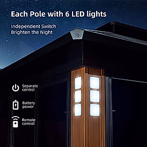 PURPLE LEAF 12' X 14' Patio Hardtop Gazebo Double Top Outdoor Screen House Aluminum Solarium Backyard Sun Room with LED Lights