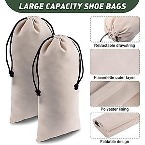 12 Pcs Shoe Dust Bags Beige Duster Flannel Single Shoe Pouch with Drawstring Closure Washable Breathable Shoe Covers for Travel Home Luggage Handbags, 8 x 17 Inches