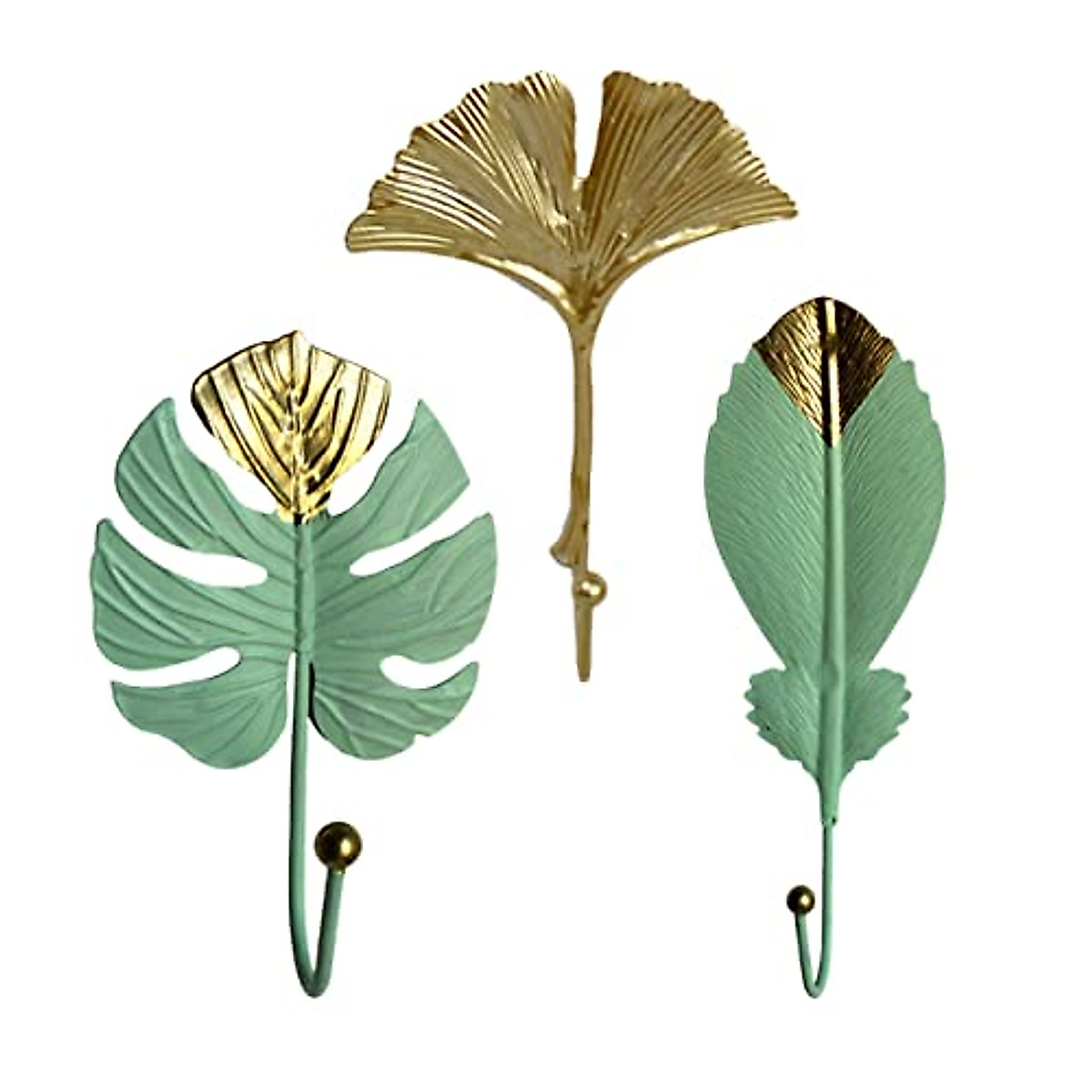 Amosfun 6pcs Plant Tropical Leaf Coat Mask Storage Decorative Reusable Stylish Corridor Leaf- Shaped Modern of Metal Window Things for Bathroom Shaped Utility Decor Iron Clothes