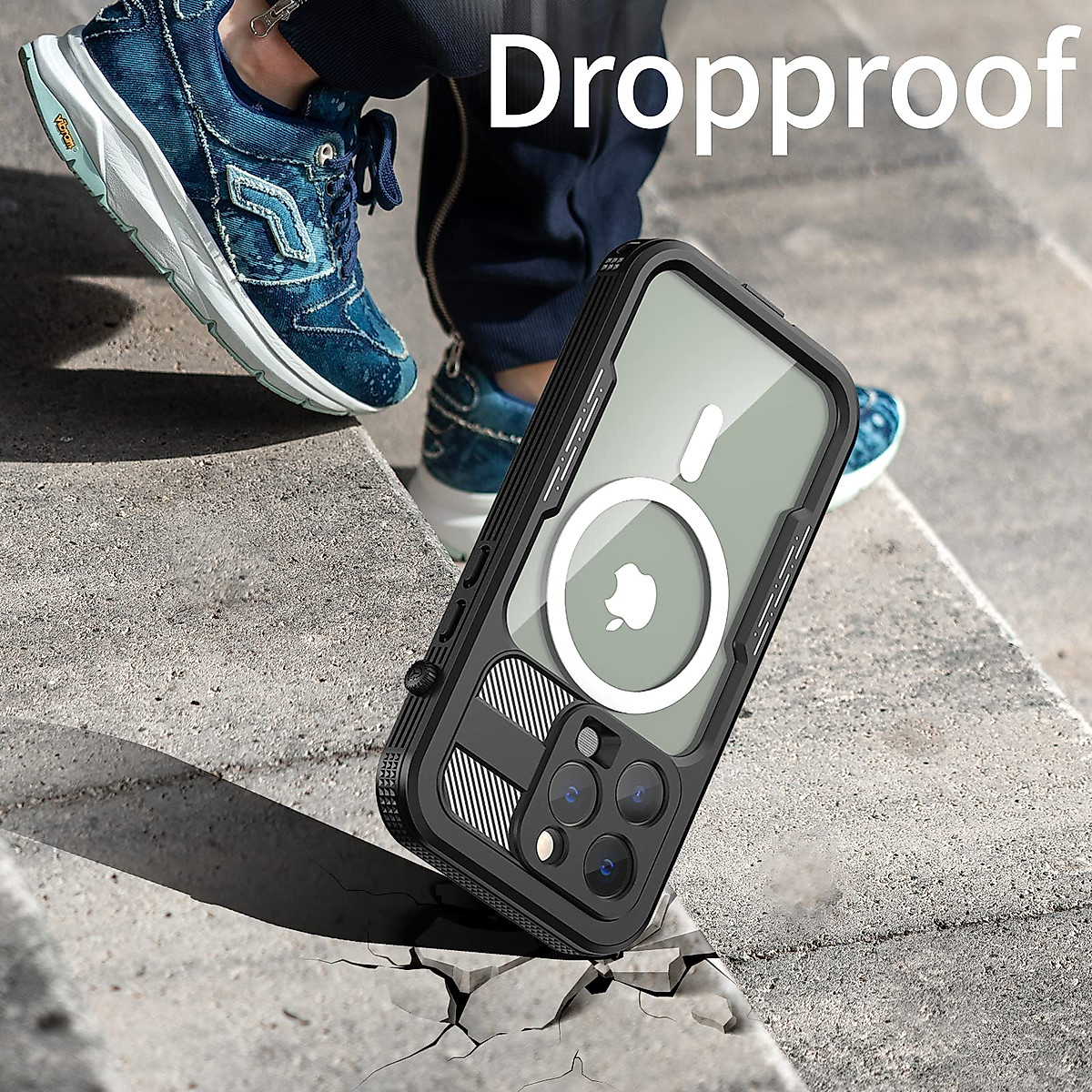 comosso for iPhone 14 Pro Case Waterproof, Built-in Screen Protector Full-Body Rugged Sealed Cover Shockproof Dustproof Waterproof Case for iPhone 14 Pro 6.1 inch (Black+Clear)